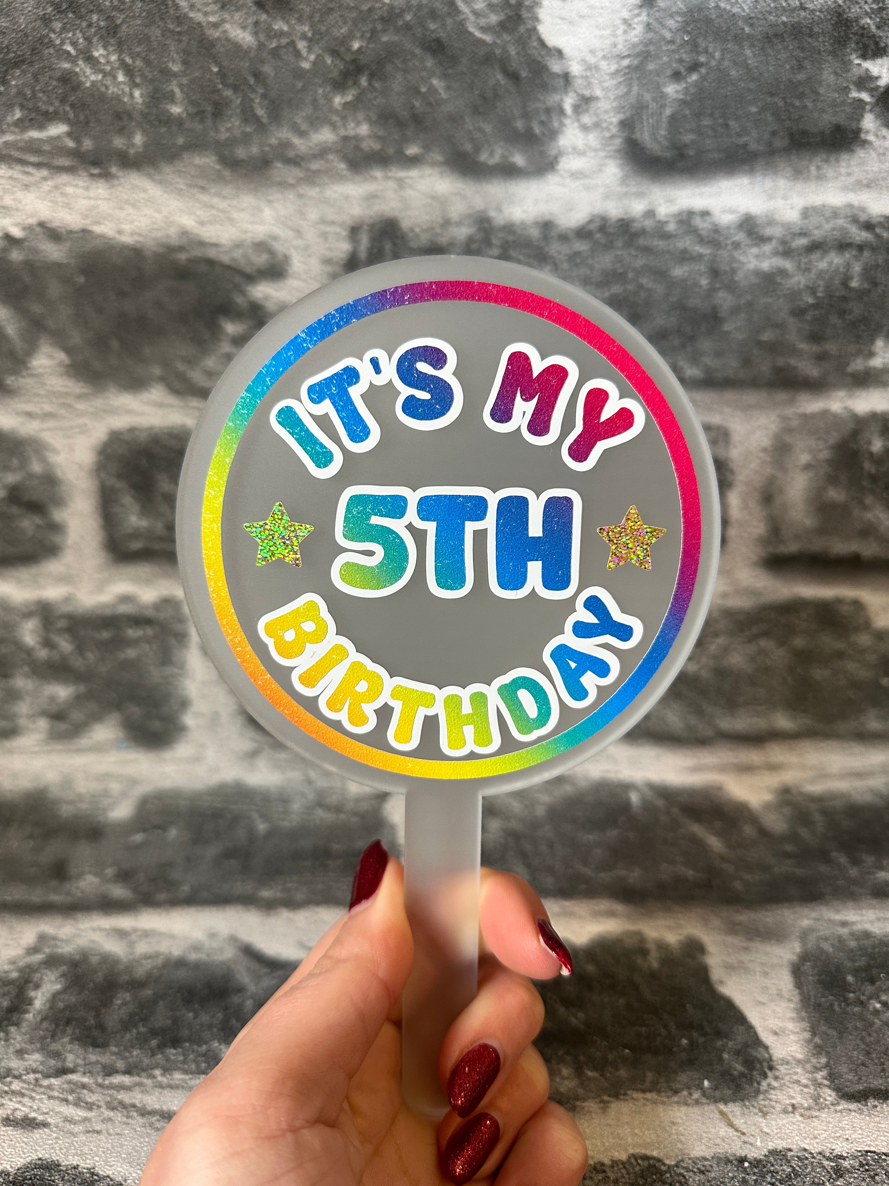 Rainbow Glitter Birthday Cake Topper | Make it foxy