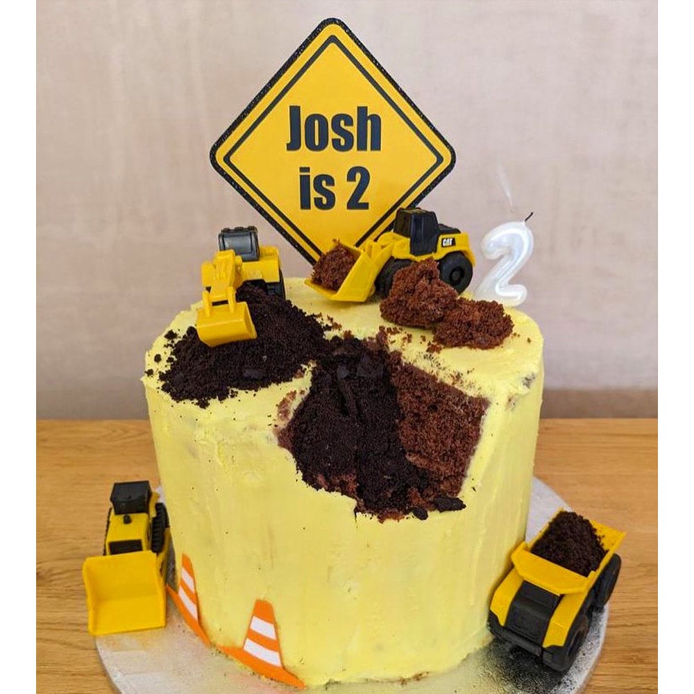 Construction Theme Personalised Glitter Cake Topper | Make it foxy